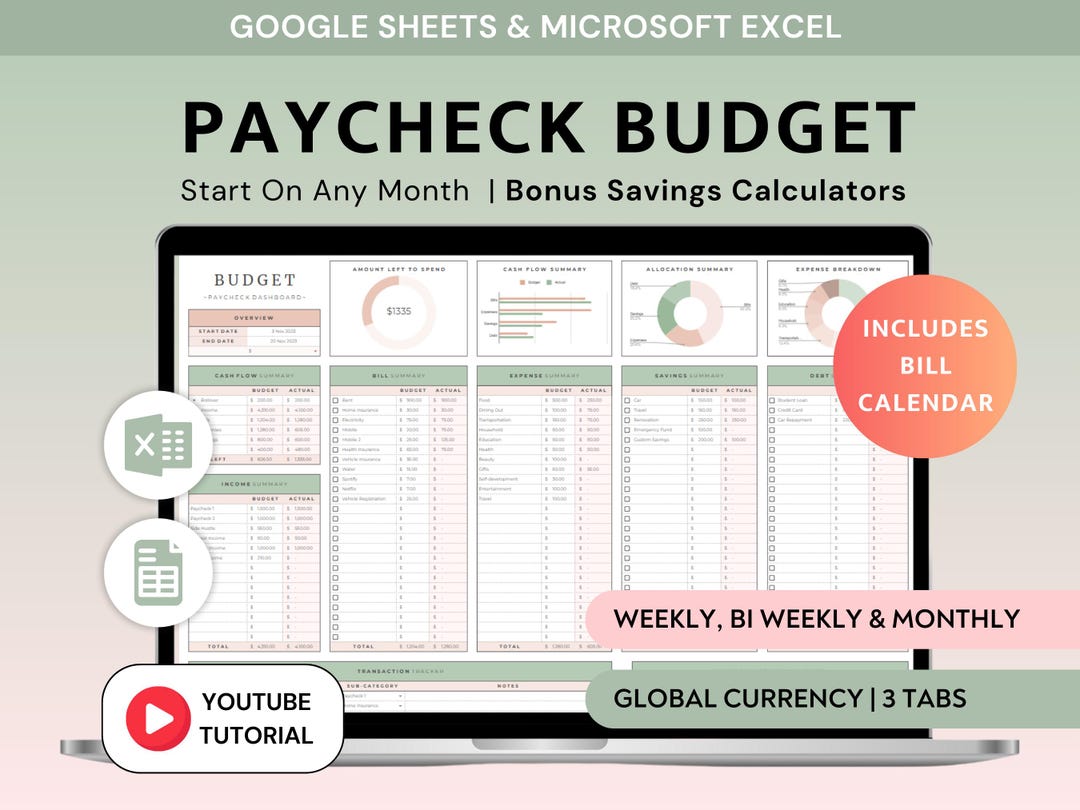 Paycheck Budget Planner Excel Budget by Paycheck Spreadsheet Google ...