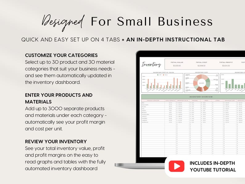 Small Business Inventory Tracker Spreadsheet Google Sheets & Excel ...