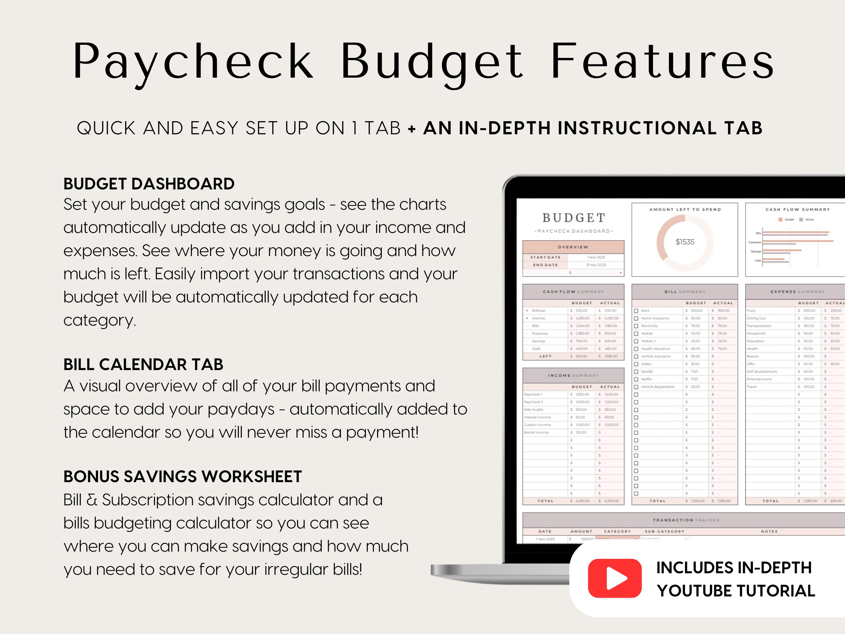 BUNDLE Paycheck Budget and Debt Snowball Excel & Google Sheets | Budget ...