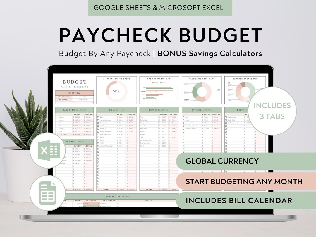 Paycheck Budget Planner Excel Budget by Paycheck Spreadsheet Google ...