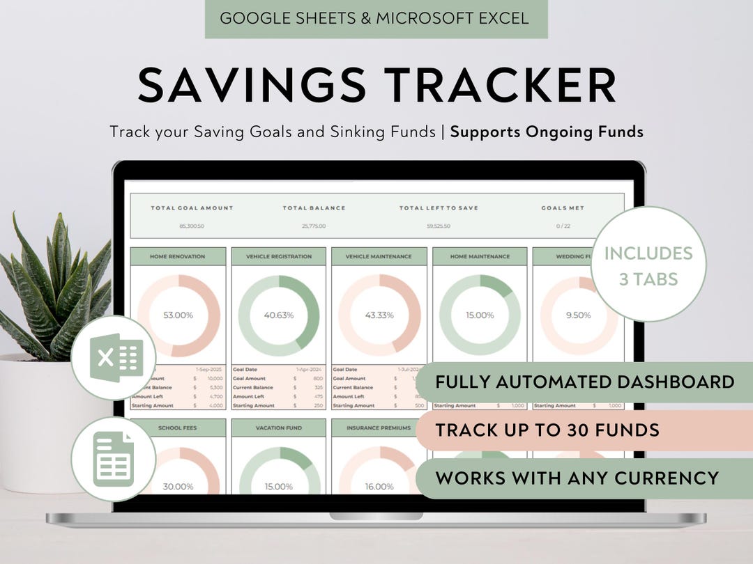 Savings Tracker Spreadsheet Excel Sinking Funds Tracker Google Sheets ...
