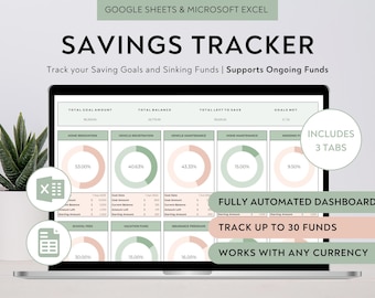 Savings Tracker Google Sheets Template, Sinking Funds Tracker, Savings ...