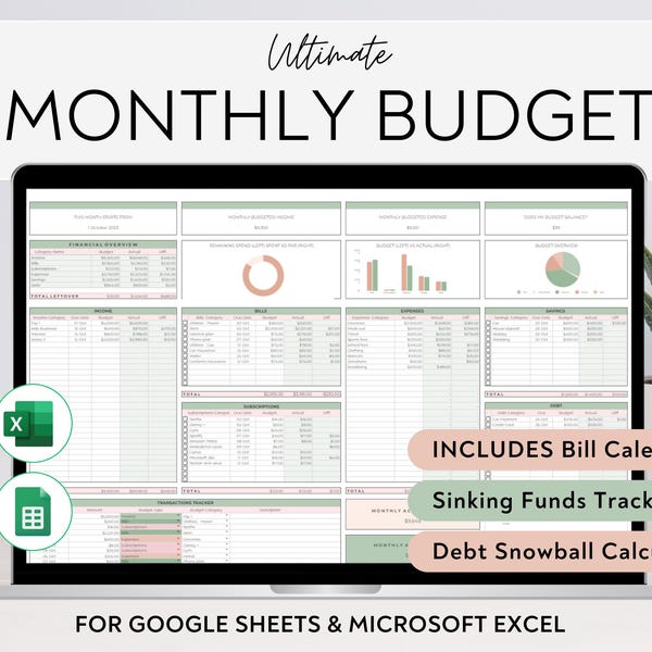 Ultimate Paycheck Budget Spreadsheet Excel Budget Planner Google Sheets ...