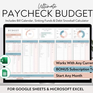 Ultimate Paycheck Budget Spreadsheet Excel Budget Planner Google Sheets ...