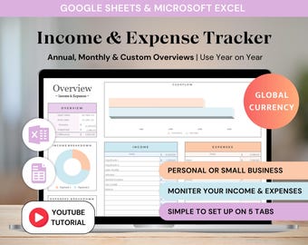 Income and Expense Tracker Excel Spreadsheet Google Sheets Small ...