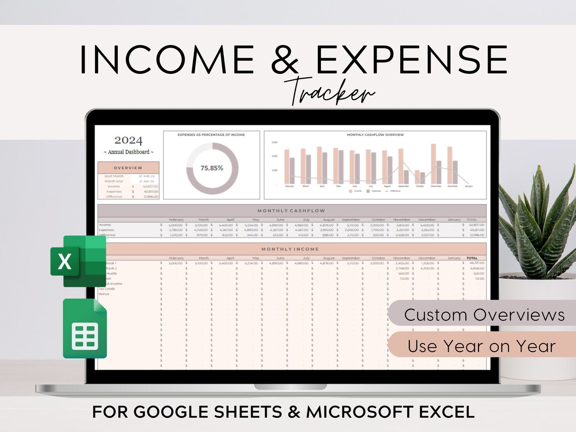 Income and Expense Tracker Spreadsheet Excel Google Sheets Income ...