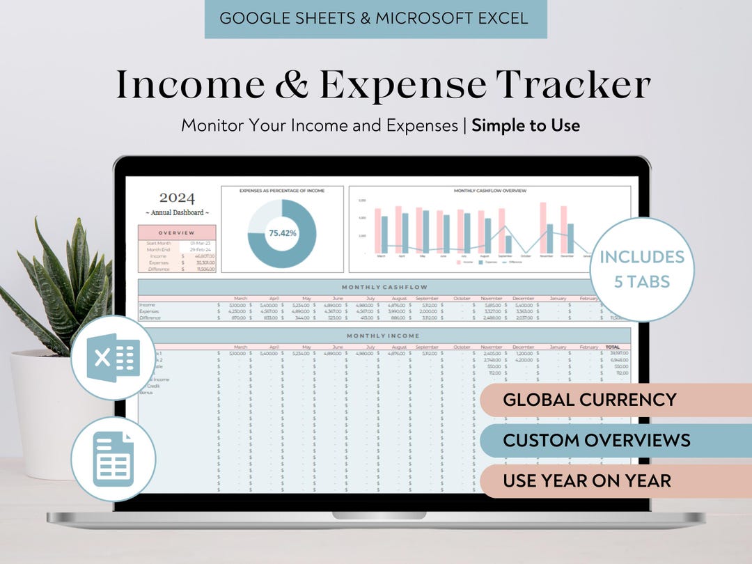 Income and Expense Tracker Spreadsheet Excel Expense Tracker Google ...