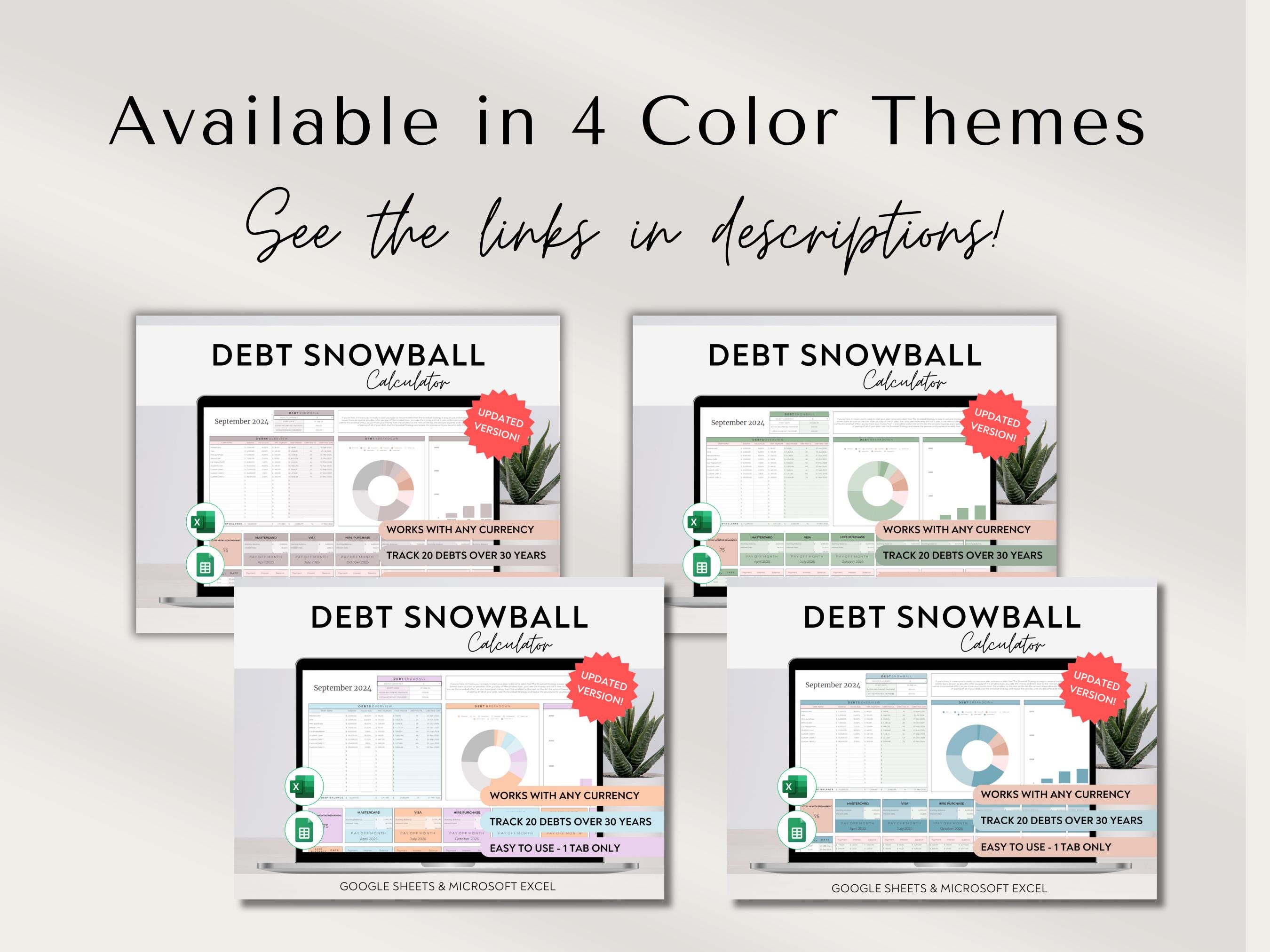 Debt Snowball Calculator Spreadsheet Template Google Sheets & Excel ...