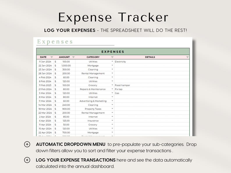 Airbnb Income & Expenses Tracker Spreadsheet Excel Vacation Rental Property Bookkeeping Google ...