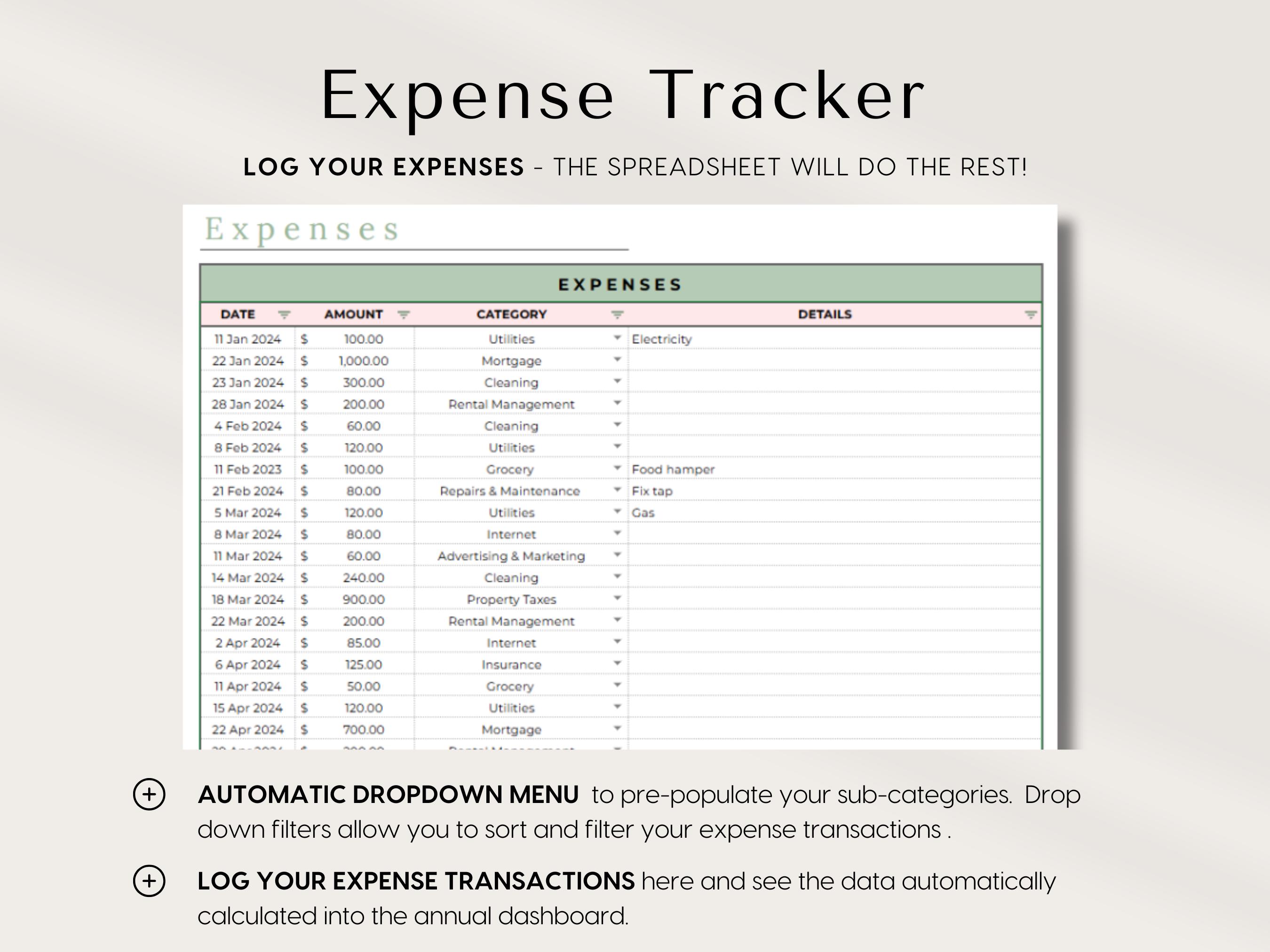 Airbnb Income & Expenses Tracker Spreadsheet Excel Vacation Rental ...