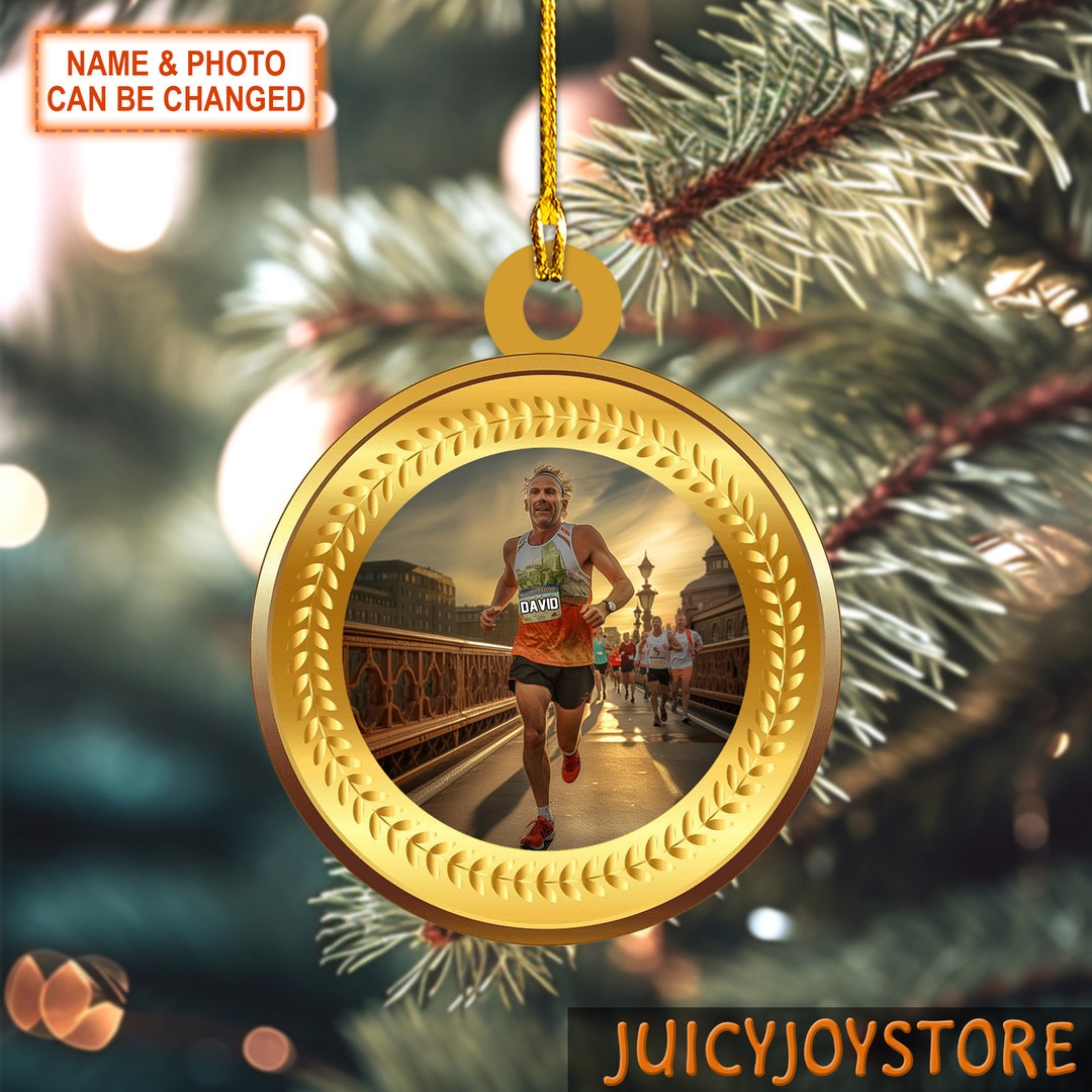 Custom Name Marathon Medal Personalized Ornament Christmas - Etsy