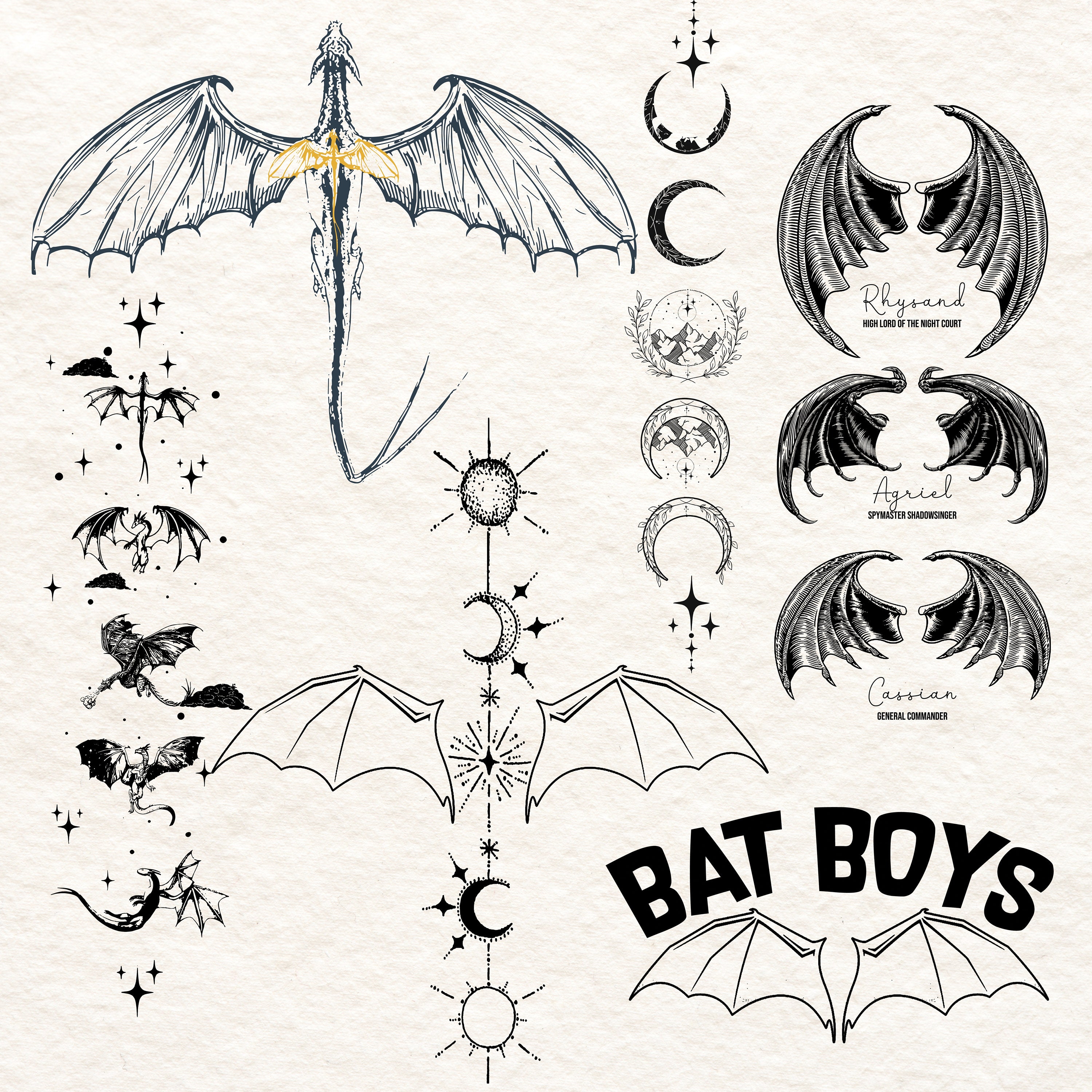 Fourth Wing Png, Multiple Acotar Fourth Wing Dragon Rider Design ...