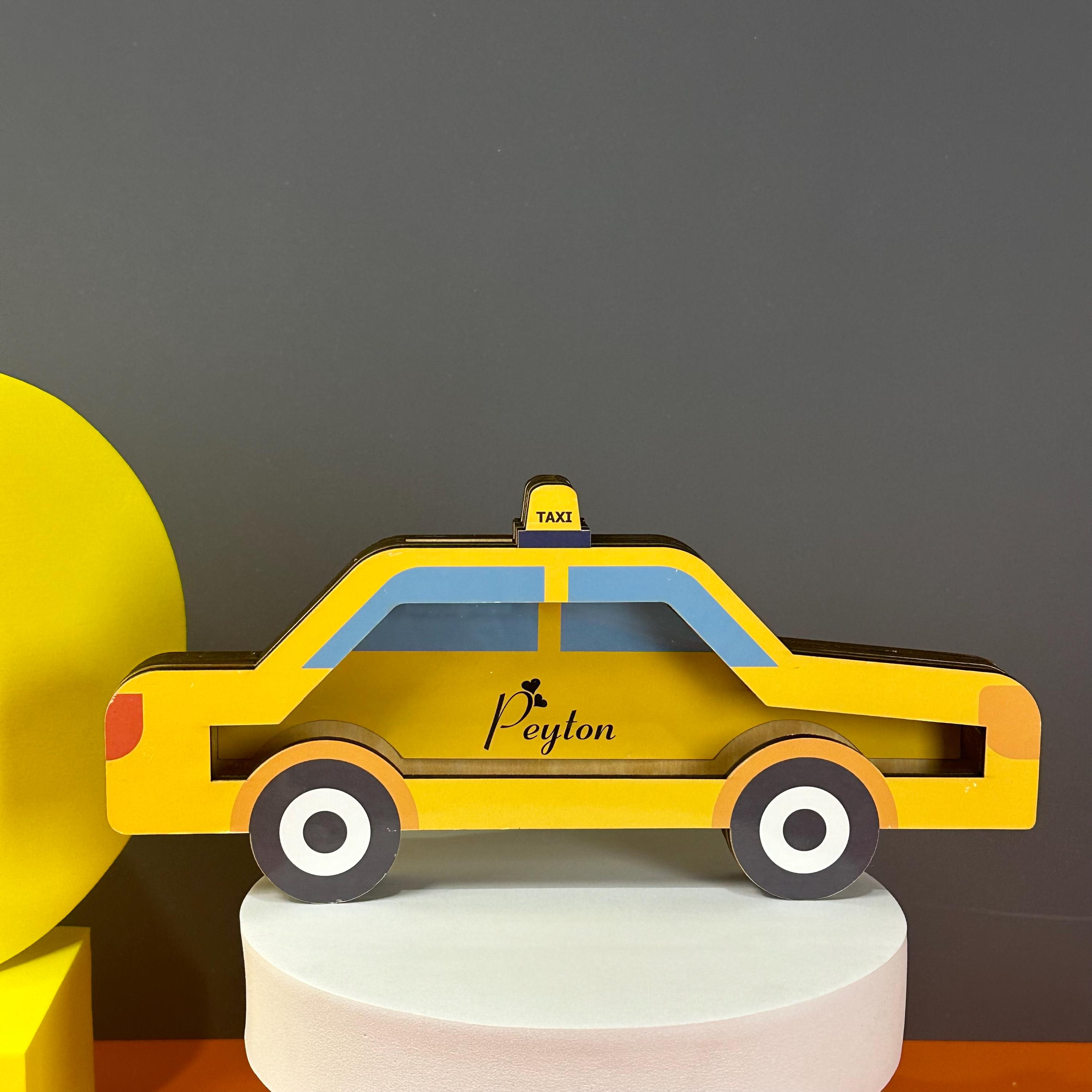 Personalized Wooden Taxi Piggy Bank: Custom Kids Money Box - Etsy