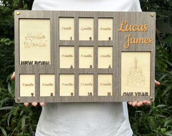 Baby First Year Picture Frame, Personalized Baby Photo Frame, Photo ...