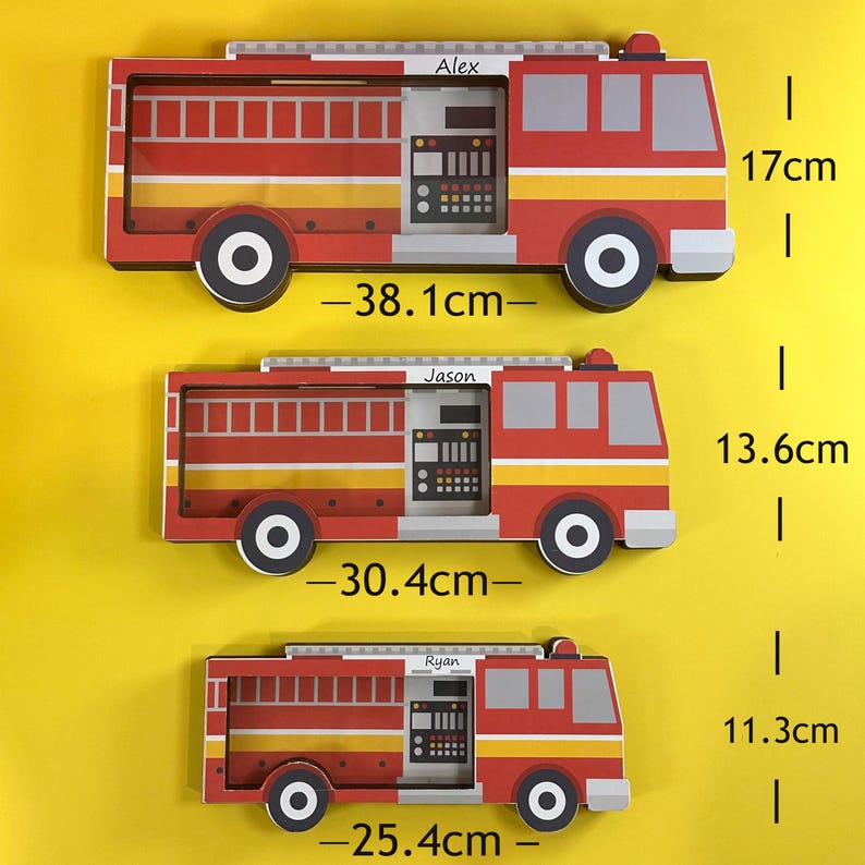 Personalized Fire Truck Piggy Bank, Wooden Money Box, Custom Kids Gift ...