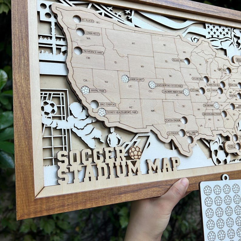 Custom Soccer Stadium Travel Map: 3D Wooden Ballpark Tracker - Etsy