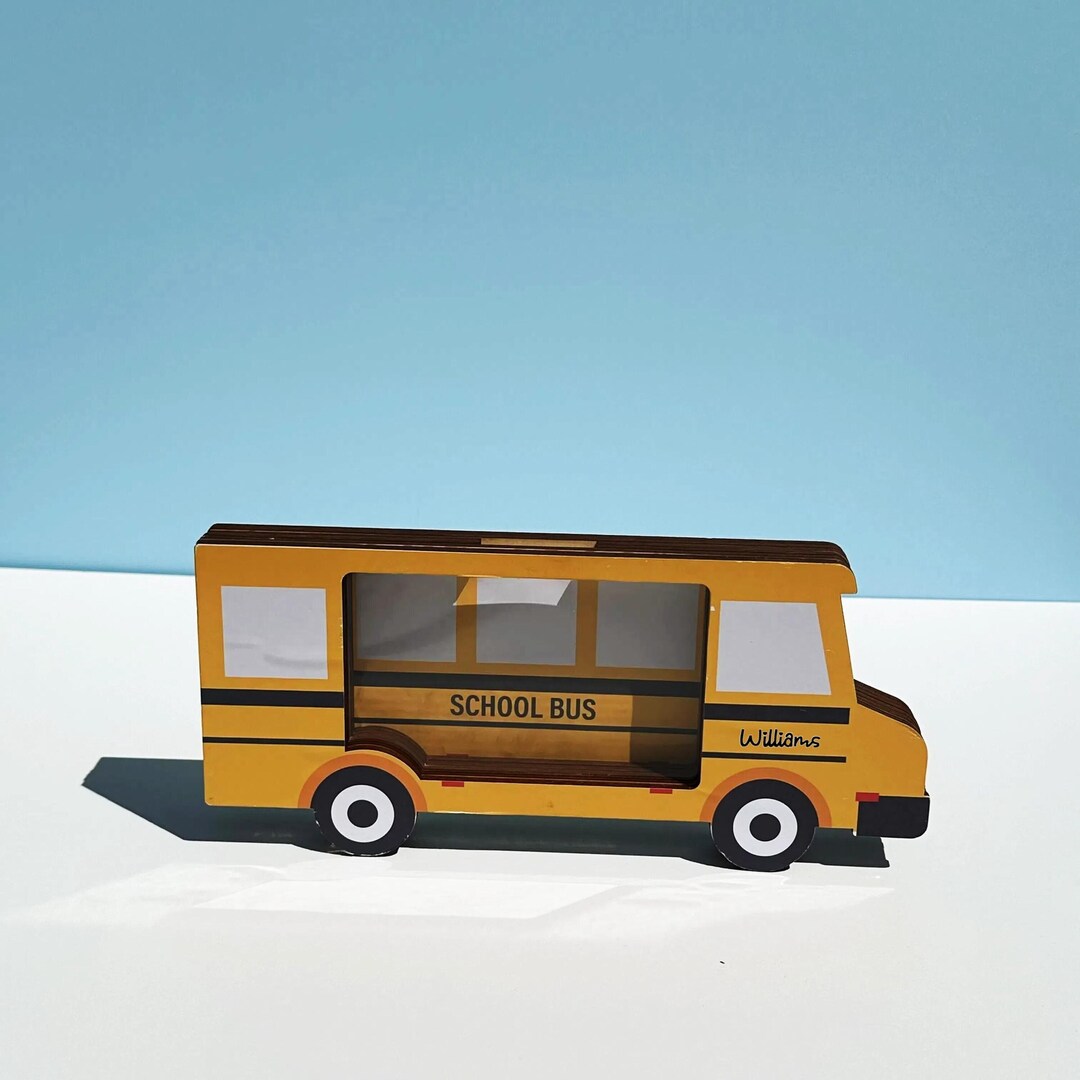 Made to Order Personalized School Bus Chidren Money Box, Piggy Bank ...