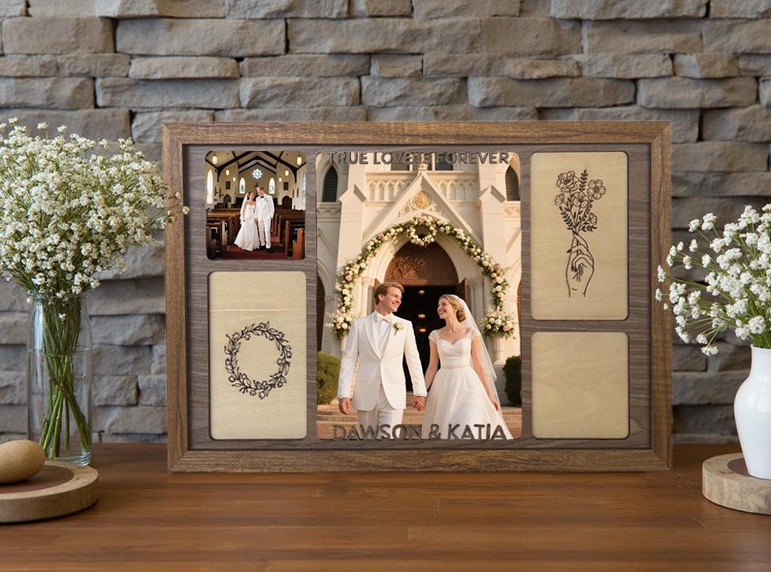 Personalized Wedding Photo Frame: Custom Wooden 3D Display Stand ...