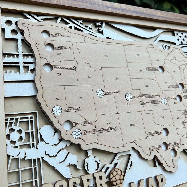 Custom Soccer Stadium Travel Map: 3D Wooden Ballpark Tracker - Etsy