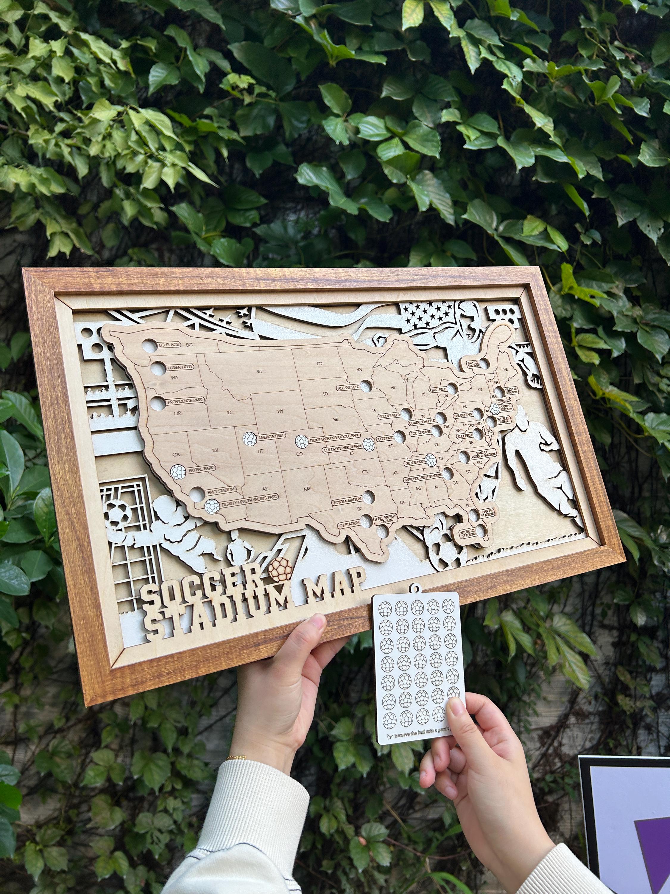 Custom Soccer Stadium Travel Map: 3D Wooden Ballpark Tracker - Etsy