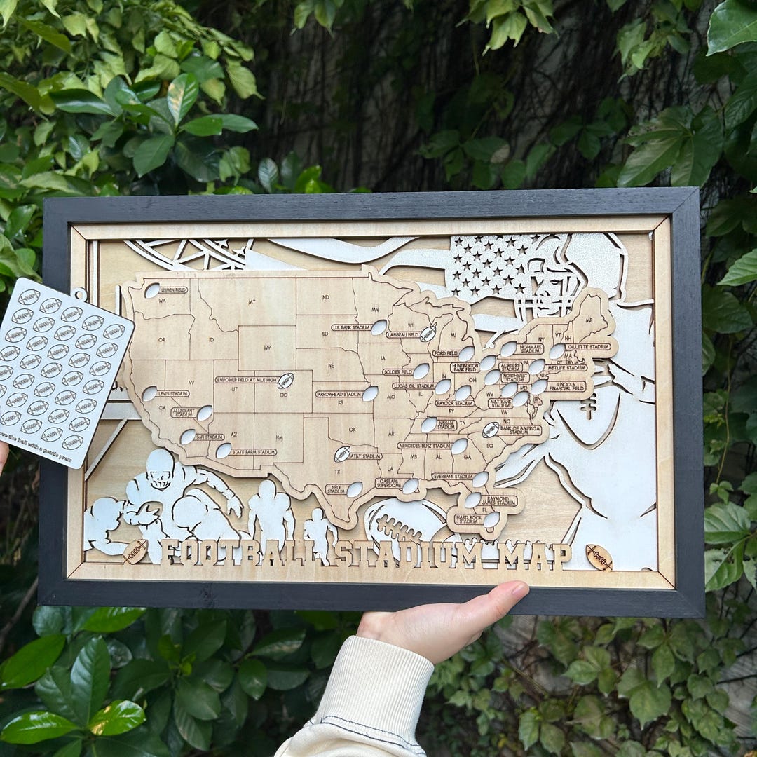 Custom Football Stadium Map: 3D Wooden Travel Tracker, Football Fan ...
