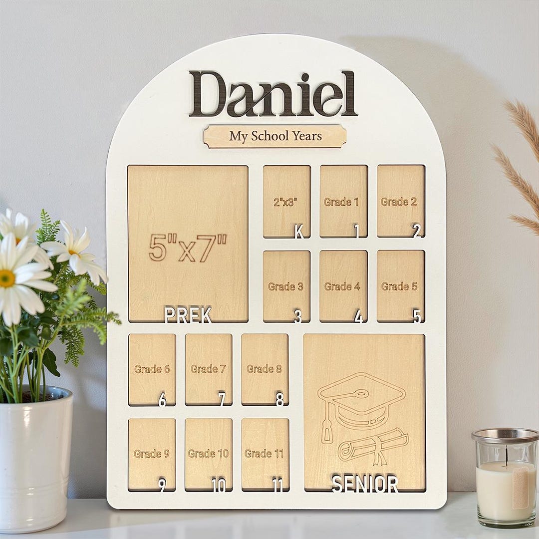 Personalized Prek to Senior Photo Frame: Acrylic & Wood - Etsy