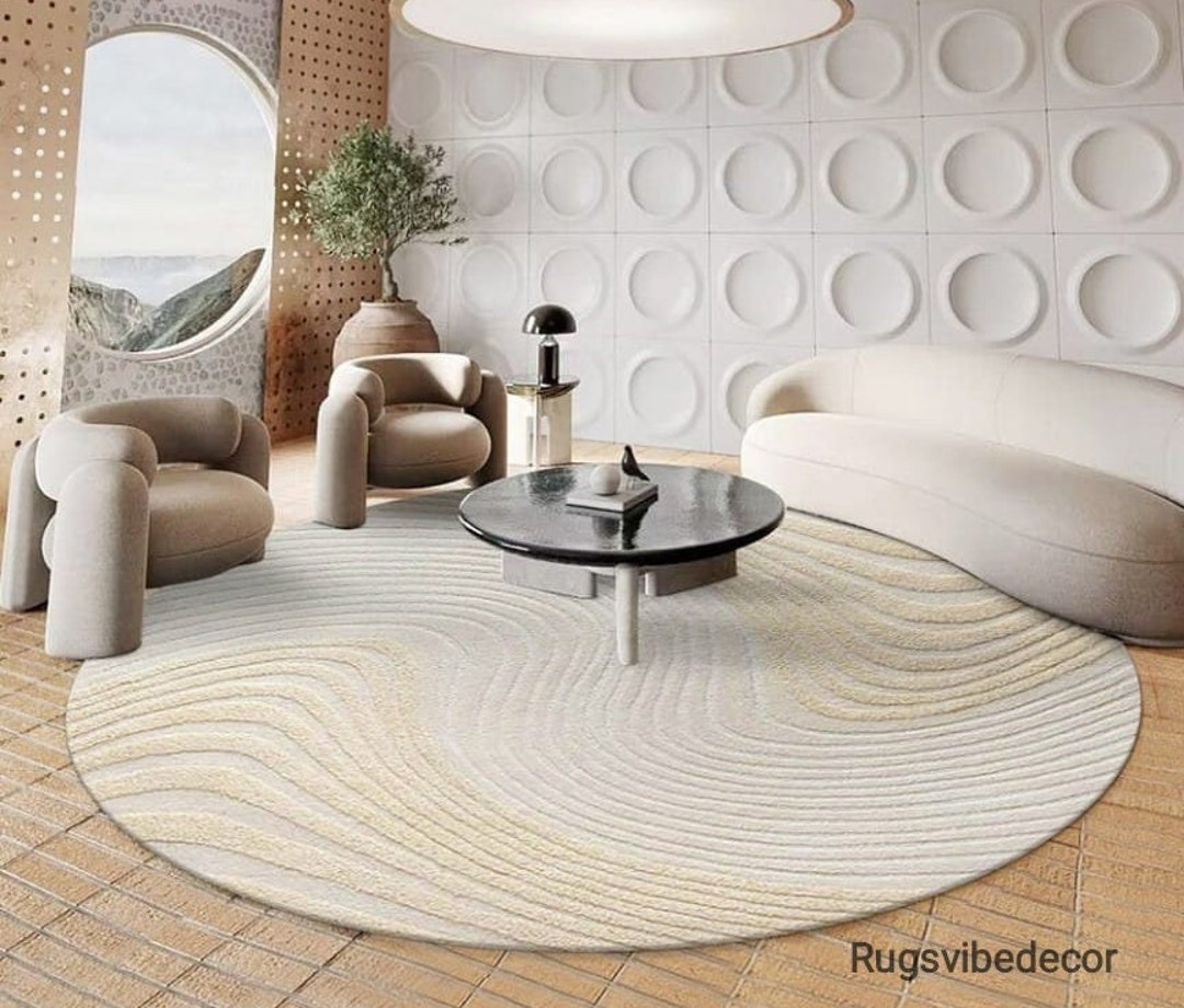 Hand Tufted Luxury Designer Circular Handmade Rug 100% Woolen Custom ...