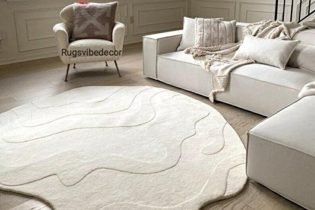 Handmade Wave Premium Quality Irregular Hand Tufted Rug 100% Woolen ...