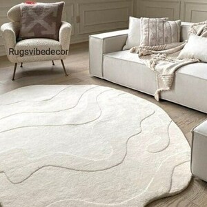 Handmade Wave Premium Quality Irregular Hand Tufted Rug 100% Woolen ...