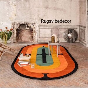 Luxury Handmade Oval Shape Irregular Tuft Rug 100% Woolen Custom Tufted ...