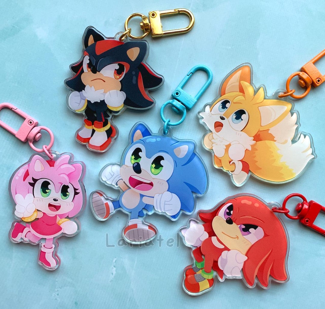 Sonic! Acrylic Keychains | Sonic, Shadow, Amy, Silver, Knuckles, Tails ...