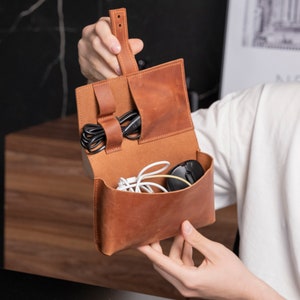 Custom Leather Cord Organizer,leather Cable Case,personalized Cable ...