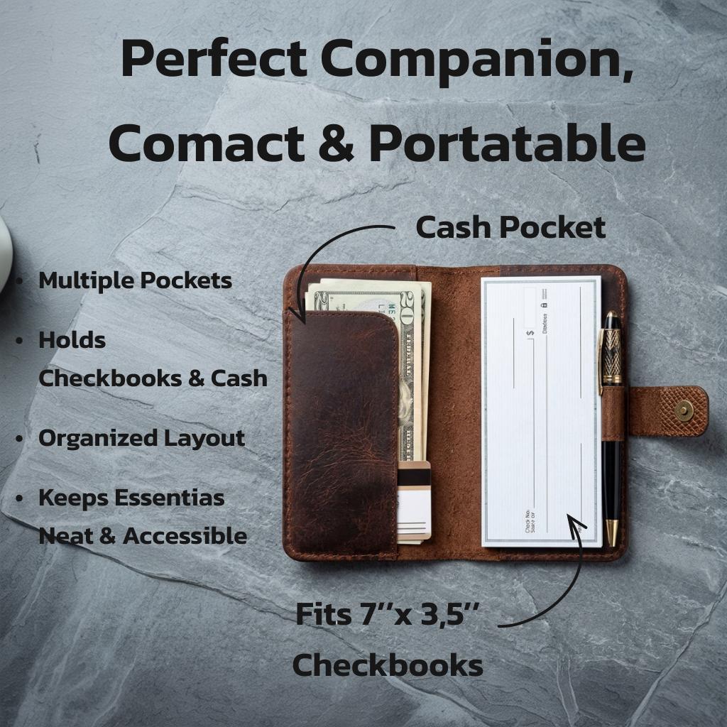 Personalized Leather Checkbook Cover, Leather Checkbook Holder, Slim ...