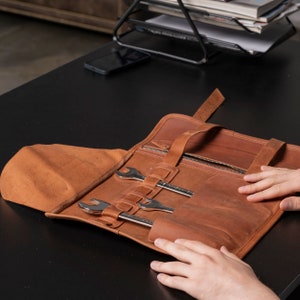 Leather Tool Roll Bag, Engraved Tool Bag, Leather Tool Organizer ...