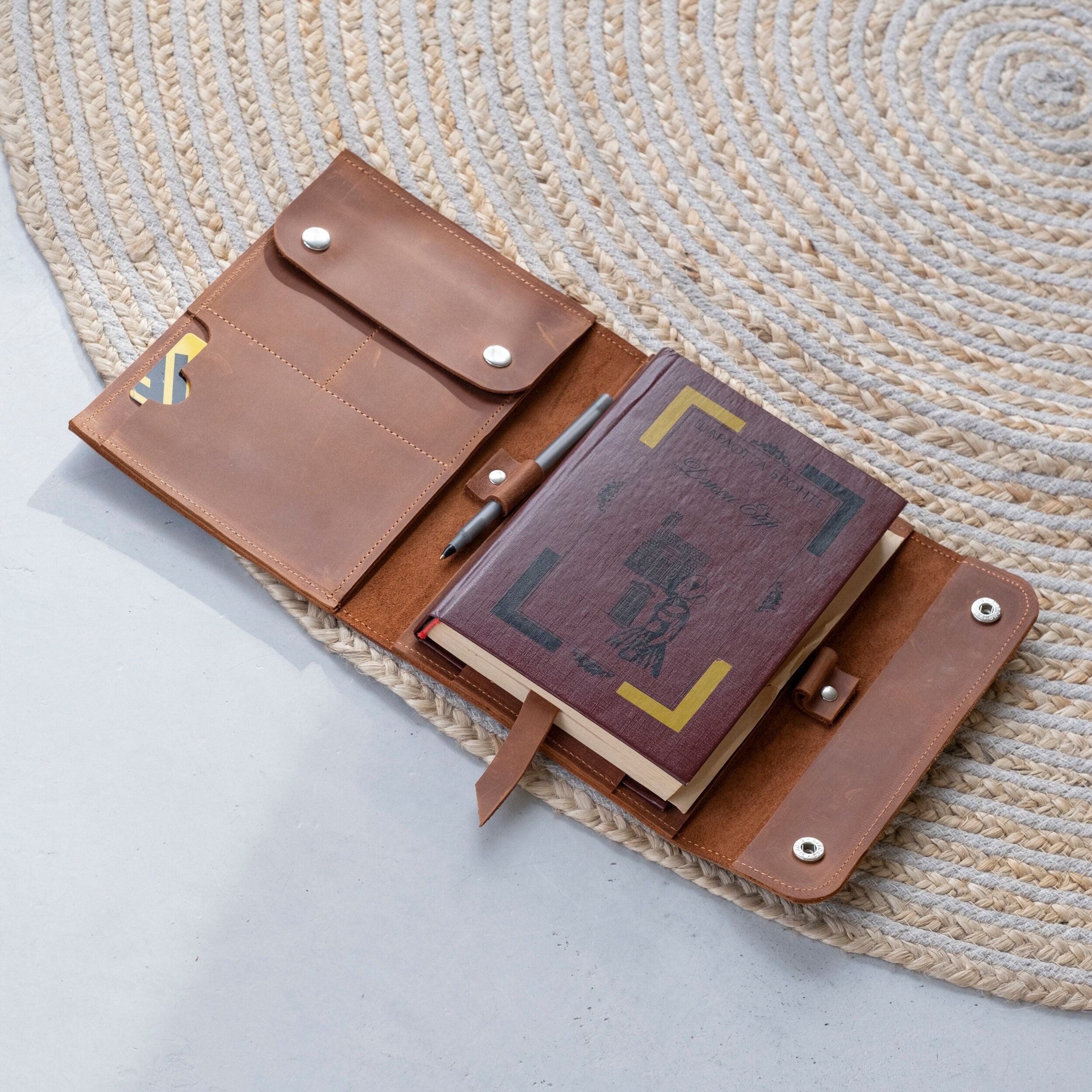 Leather Book Cover Engraved, Leather Book Case Custom, Book Cover With ...