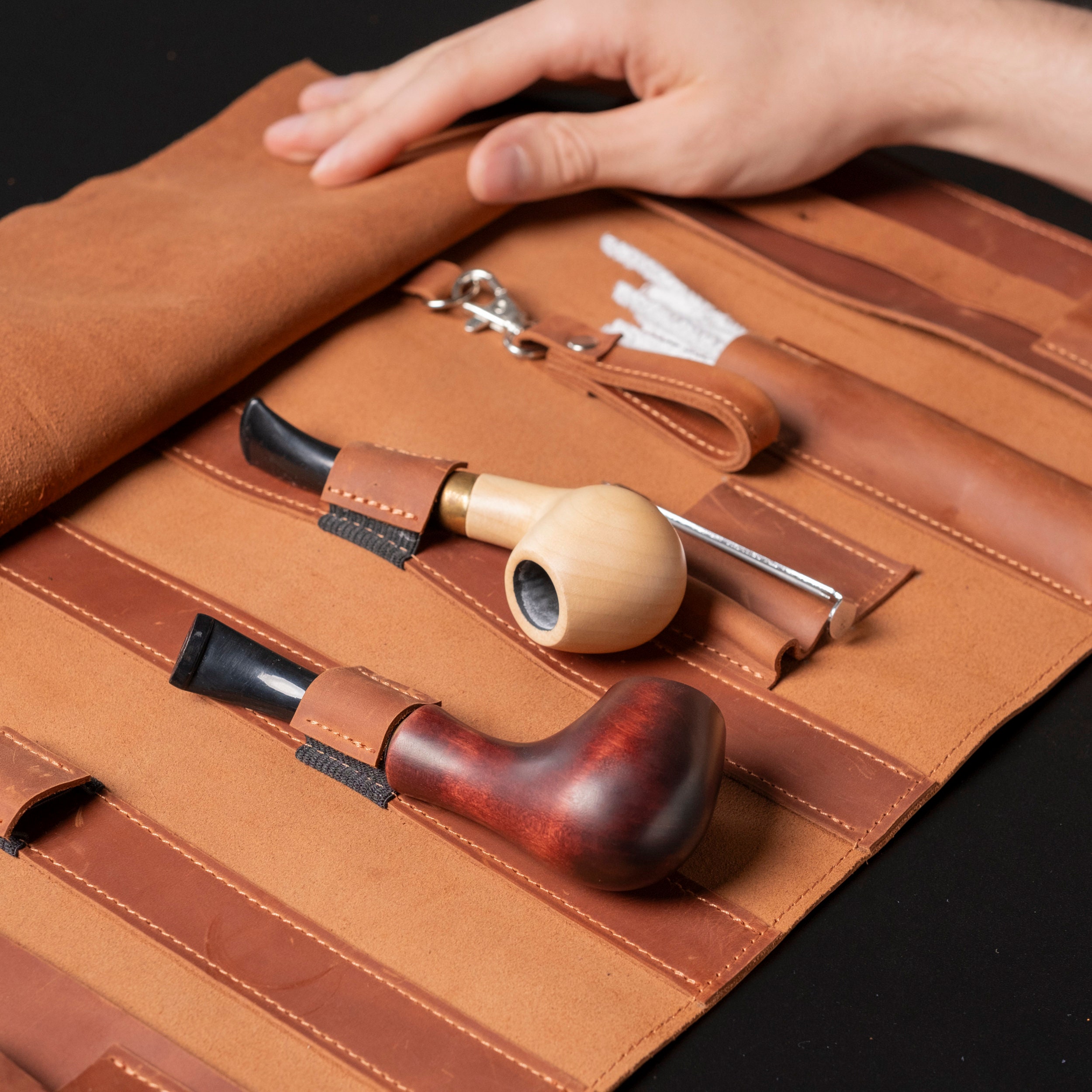 Leather Pipes Roll Bag,travel Pipes Pouch,leather Pipe Case,leather ...