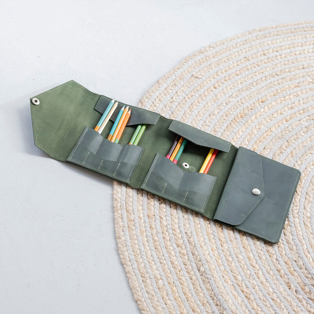 Leather Roll up Pencil Case, Artist Tool Roll, Leather Artist Roll Case ...