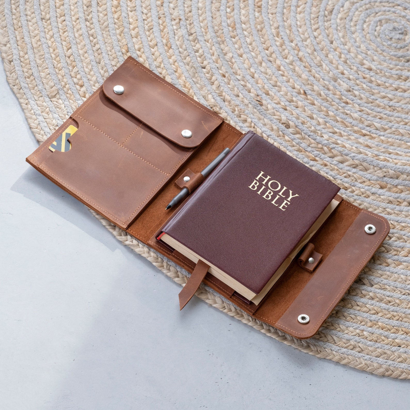 Handmade Leather Bible Cover,engraved Bible Cover,custom Size Bible ...