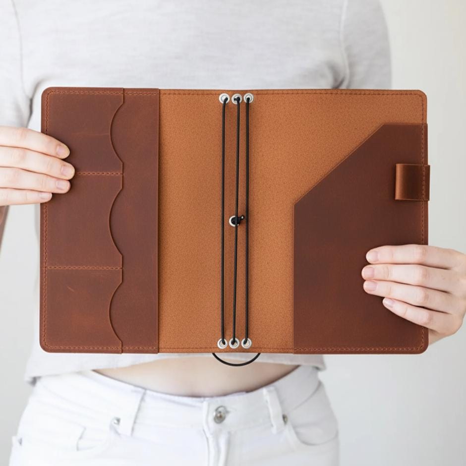 Custom Leather Notebook Cover, Travel Notebook Cover A5, A4 Leather ...