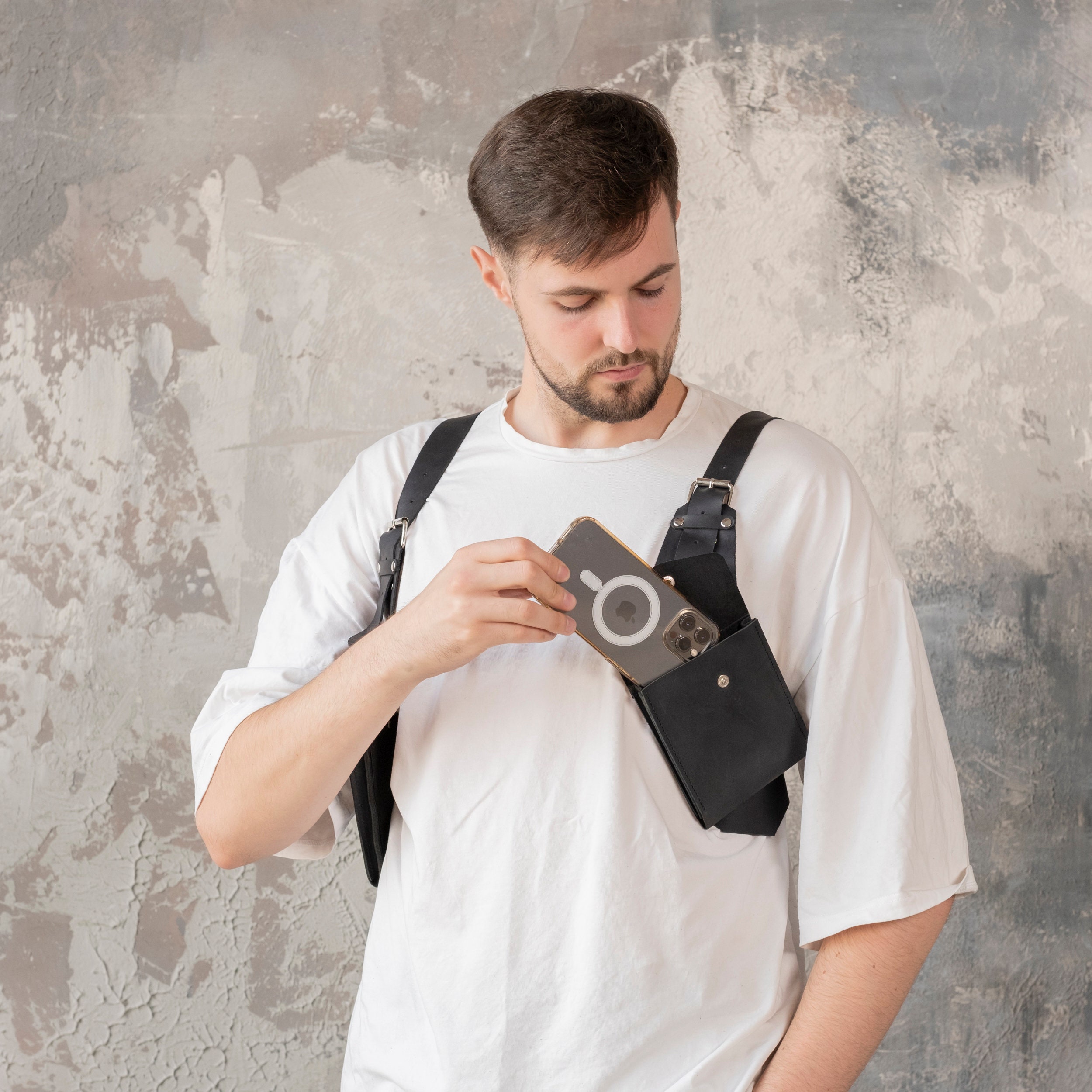 Leather Shoulder Holster Bag, Harness Bag, Adjustable Holster Bag ...