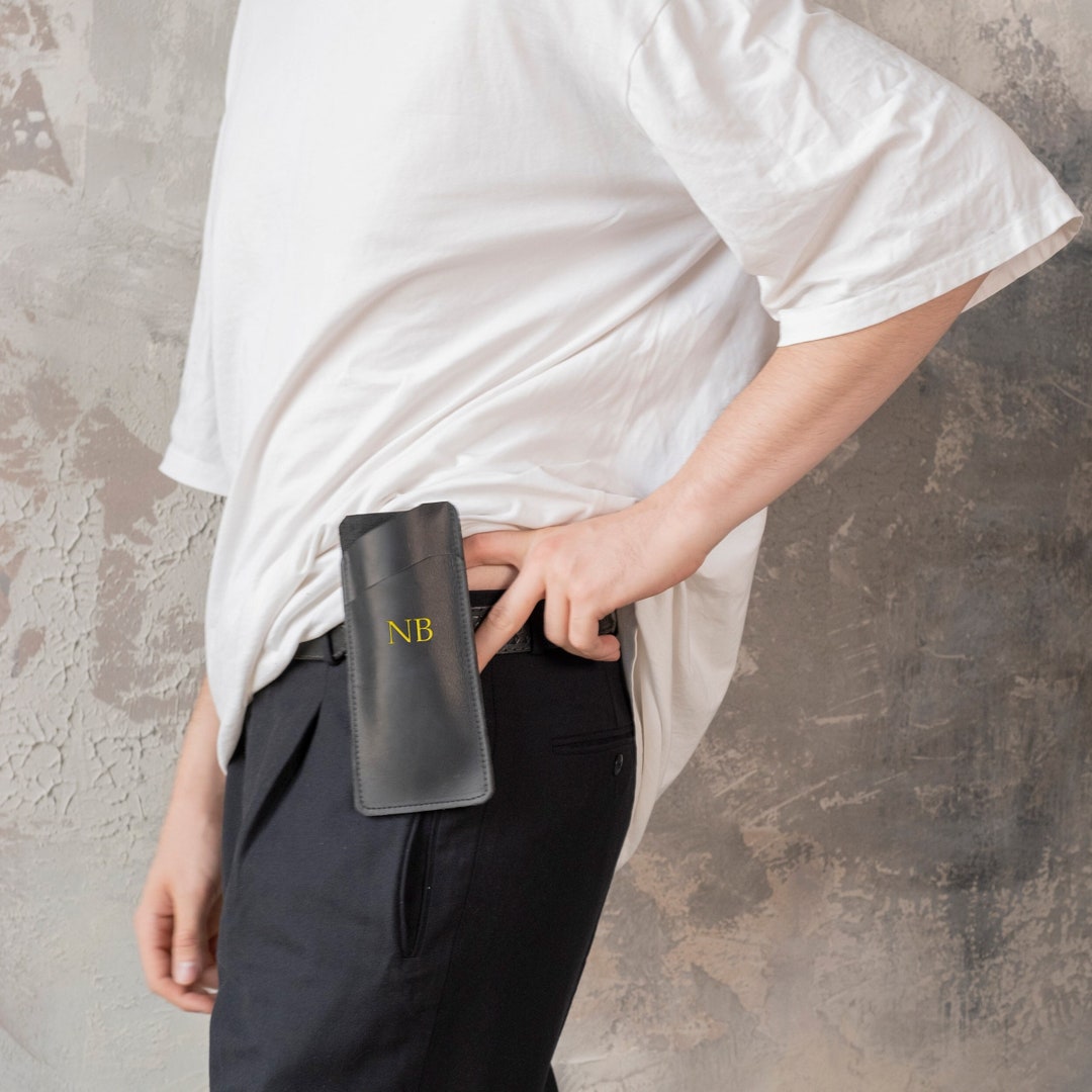 Custom Leather Glasses Pouch, Glasses Case With Belt Clip, Handmade ...