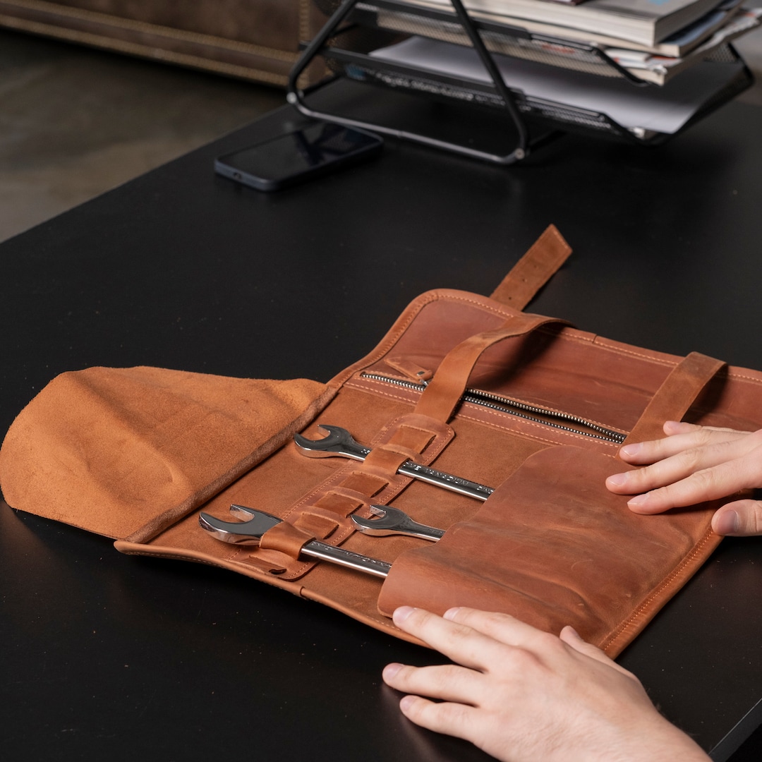 Custom Leather Tool Case, Leather Tool Roll, Roll up Tool Bag, Mechanic ...