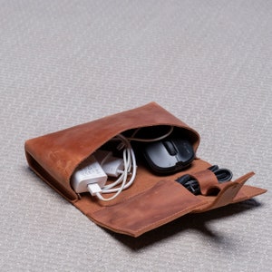 Custom Leather Cord Organizer,leather Cable Case,personalized Cable ...