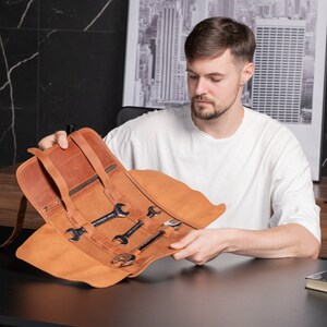 Leather Tool Roll Bag, Engraved Tool Bag, Leather Tool Organizer ...