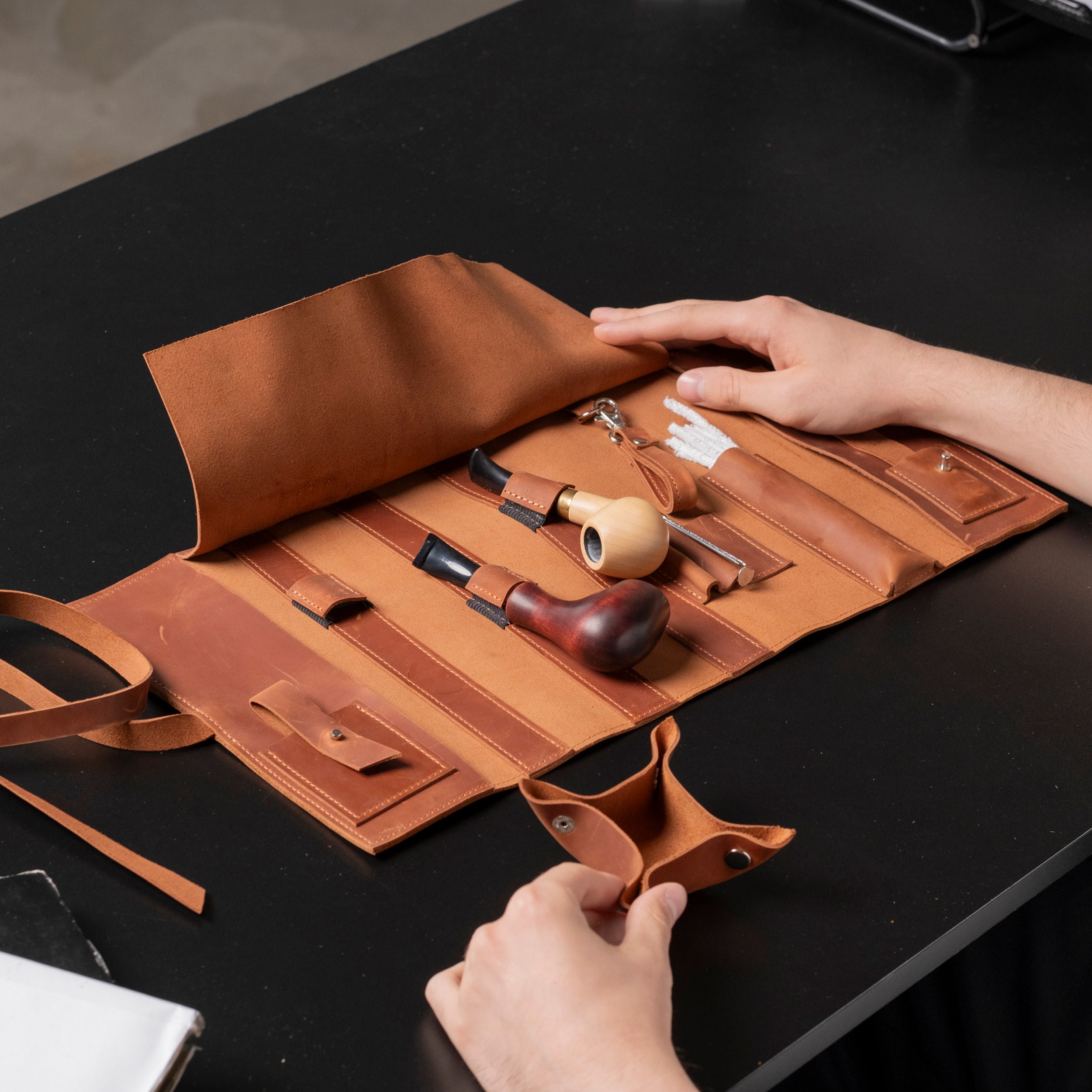 Leather Pipes Roll Bag,travel Pipes Pouch,leather Pipe Case,leather ...