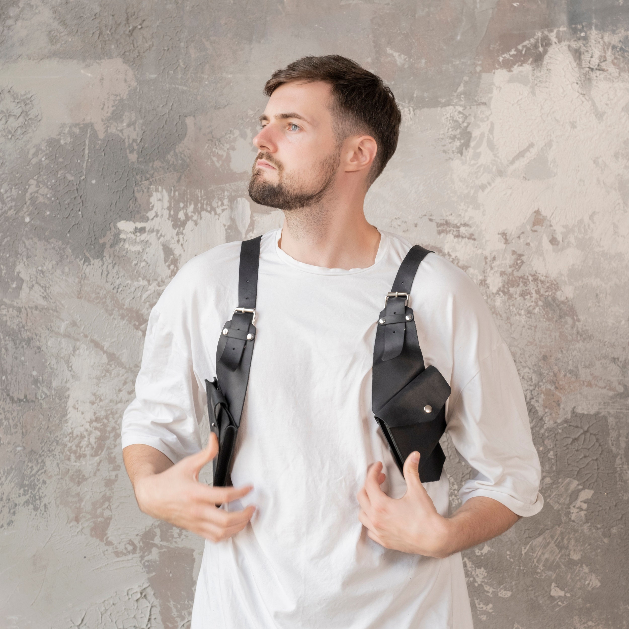 Leather Shoulder Holster Bag, Harness Bag, Adjustable Holster Bag ...