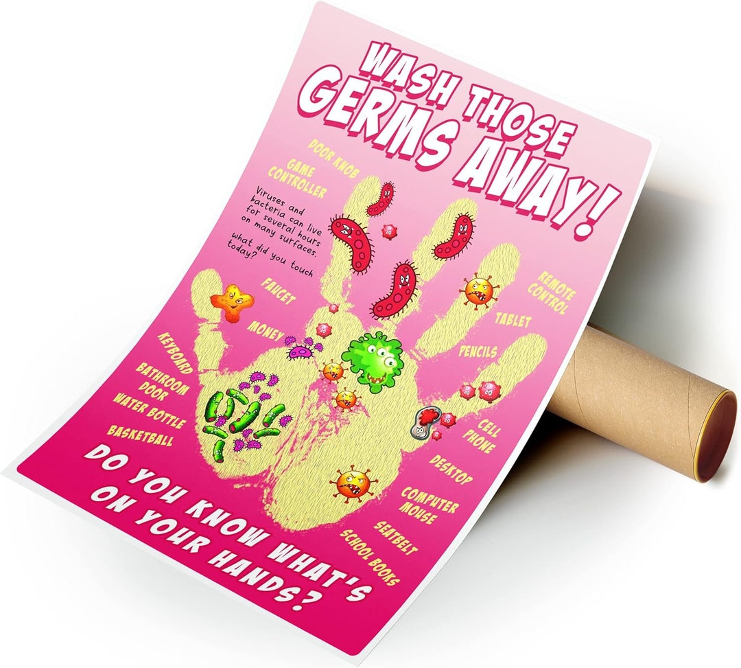 Wash Those Germs Away Poster Whats on Your Hands Sign Hand - Etsy