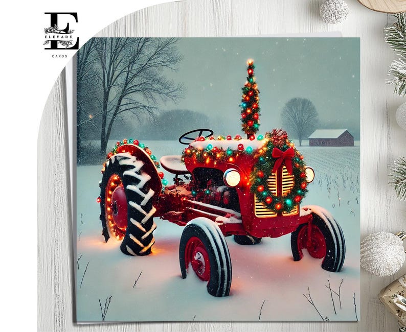A Red Tractor Christmas Card, Merry Christmas Mum and Dad, Lovely ...