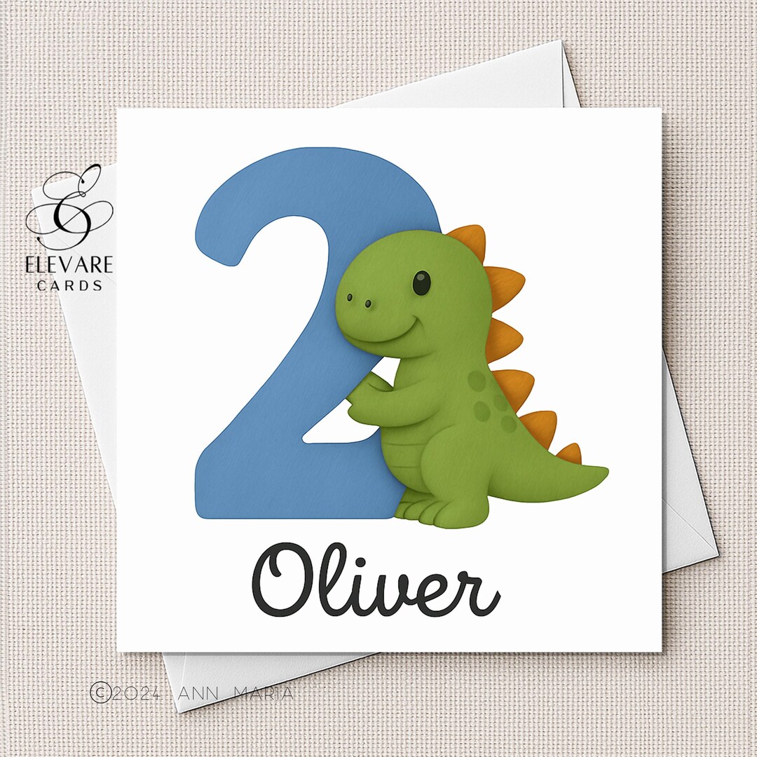 Age Two, Birthday Card | Poster. Number 2 Dinosaur Design ...