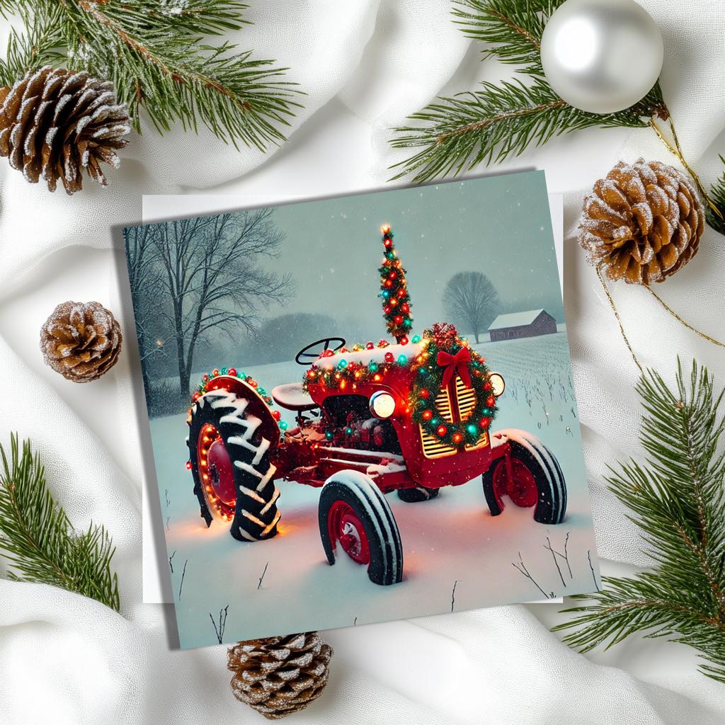 A Red Tractor Christmas Card, Merry Christmas Mum and Dad, Lovely ...